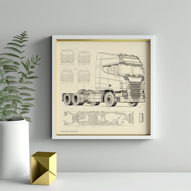 Scania Truck Artistic Diagram | Trucker's Garage Decor | Transportation ...