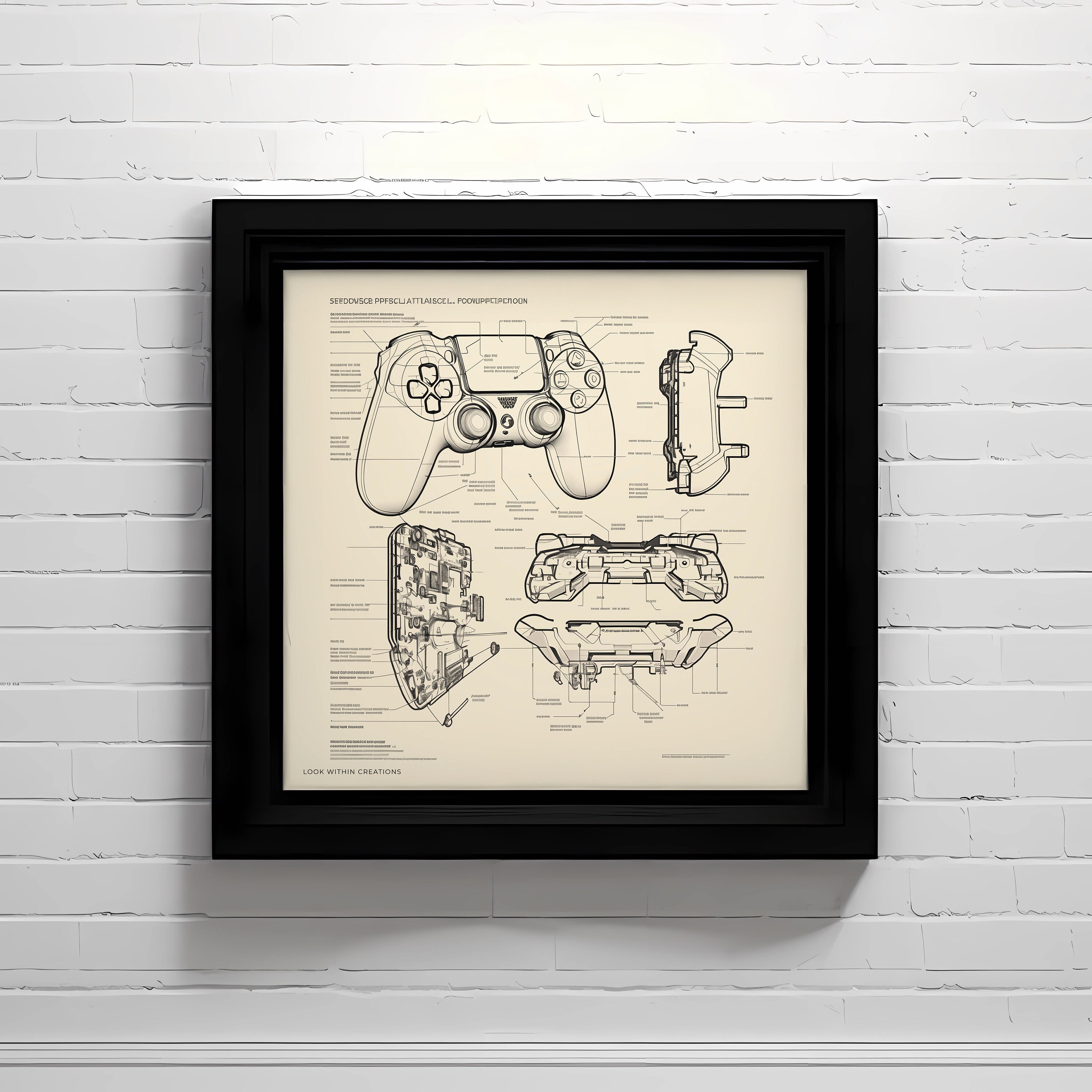 Playstation Controller Artistic Diagram | Game Room Wall Decor | Gaming ...