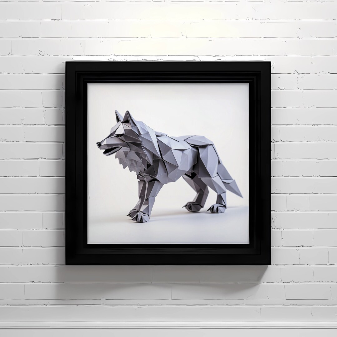 Origami Grey Wolf | Minimalist Animal Art | Wildlife Enthusiast Wall ...