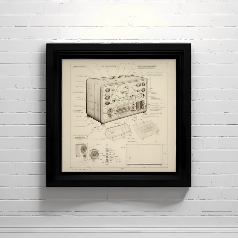 Vintage Radio Artistic Diagram | Engineer's Workshop Decor | Retro ...