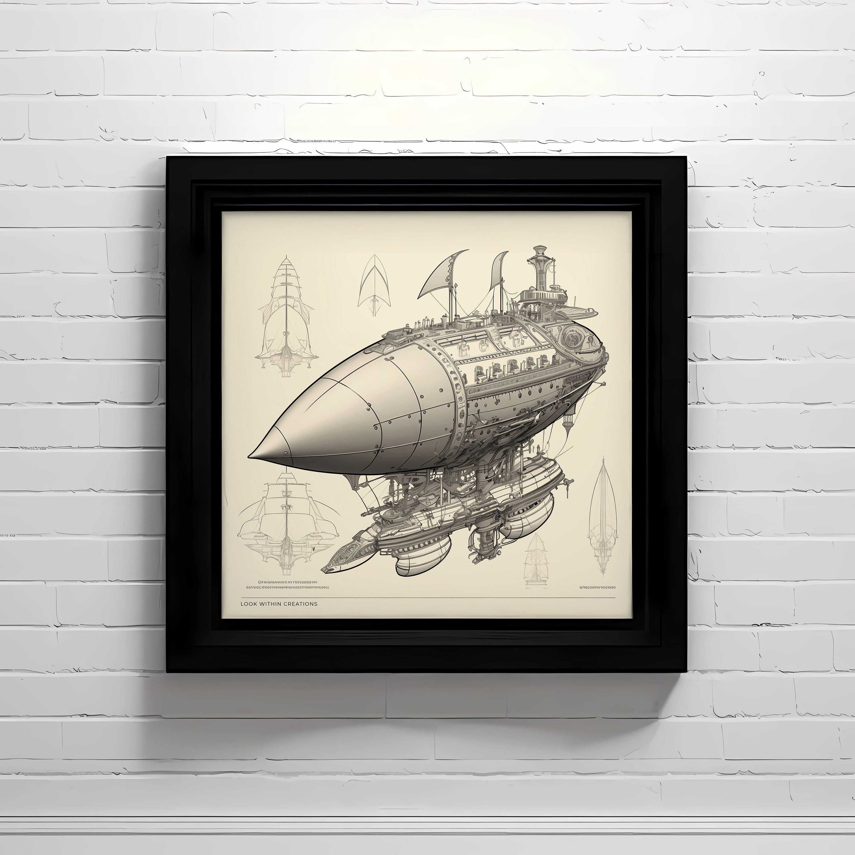 Final Fantasy Airship Concept Artistic Diagram | Steampunk Decor ...