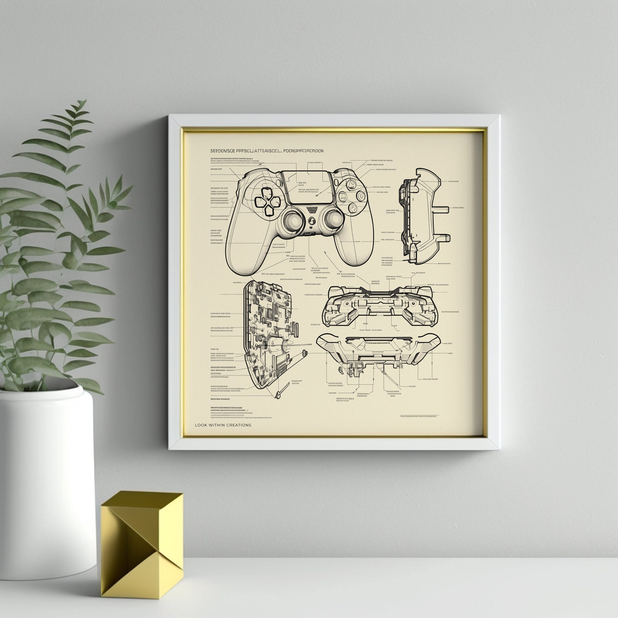 Playstation Controller Artistic Diagram | Game Room Wall Decor | Gaming ...