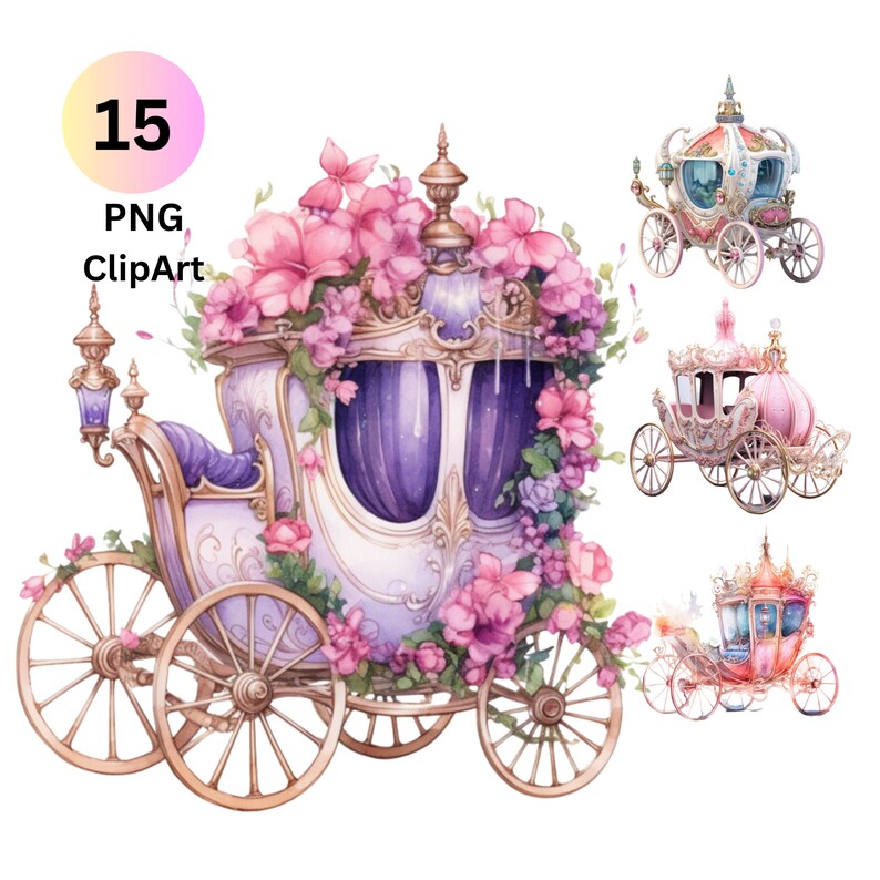 Princess Carriage Birthday, Watercolor, - Etsy