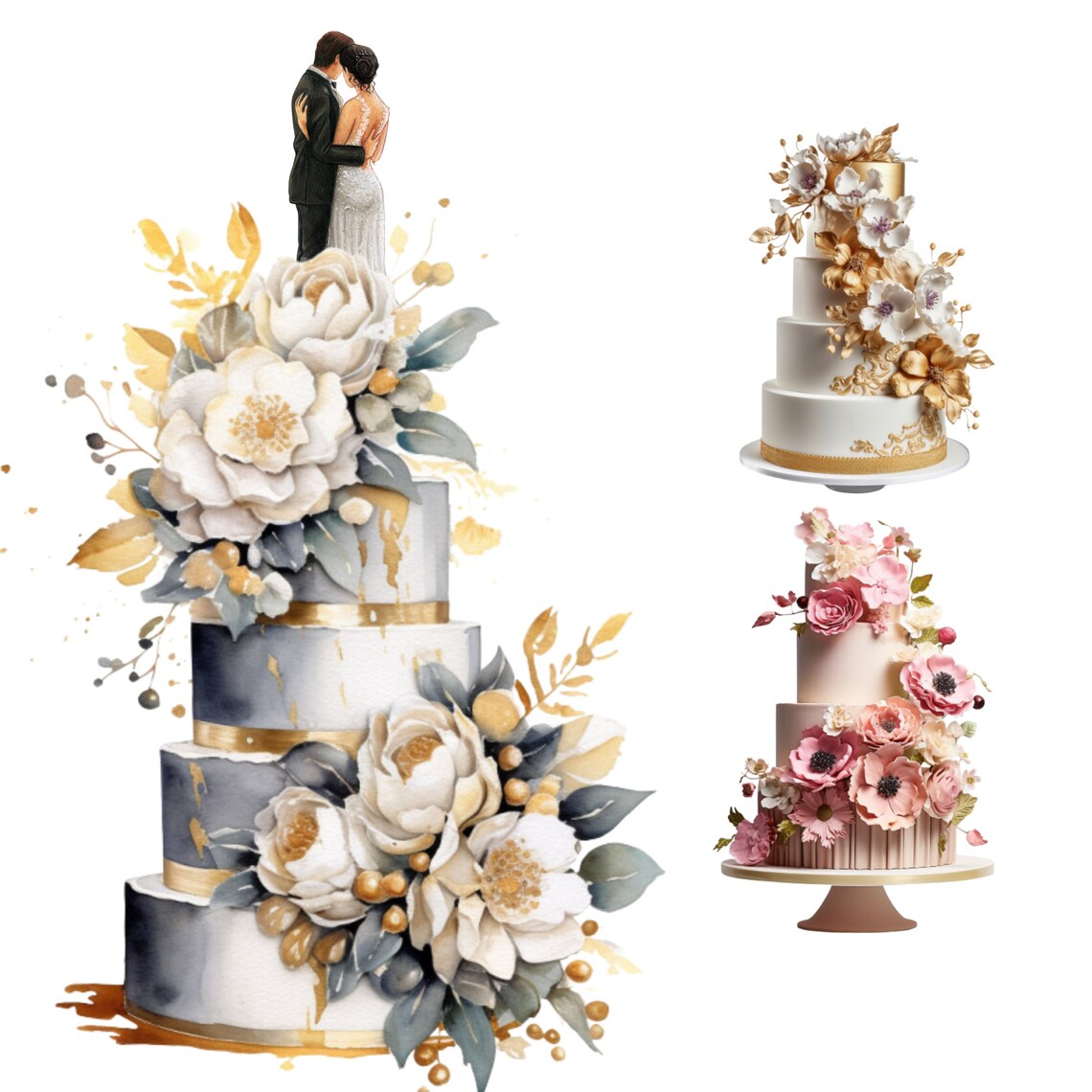 Wedding Cake Clipart, Watercolor - Etsy