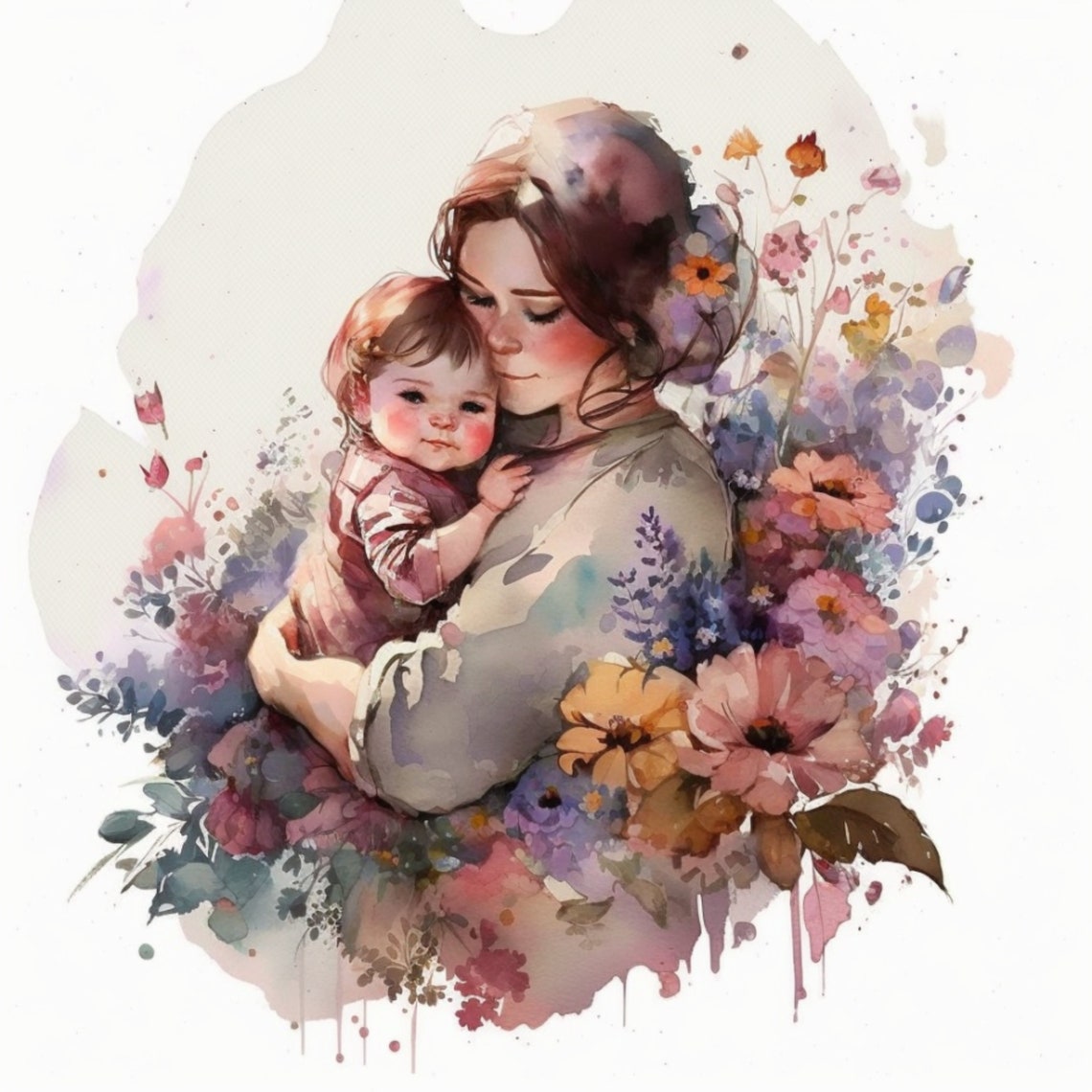 Clip Art Mother's Day Water Color Clip Art Cute Baby - Etsy