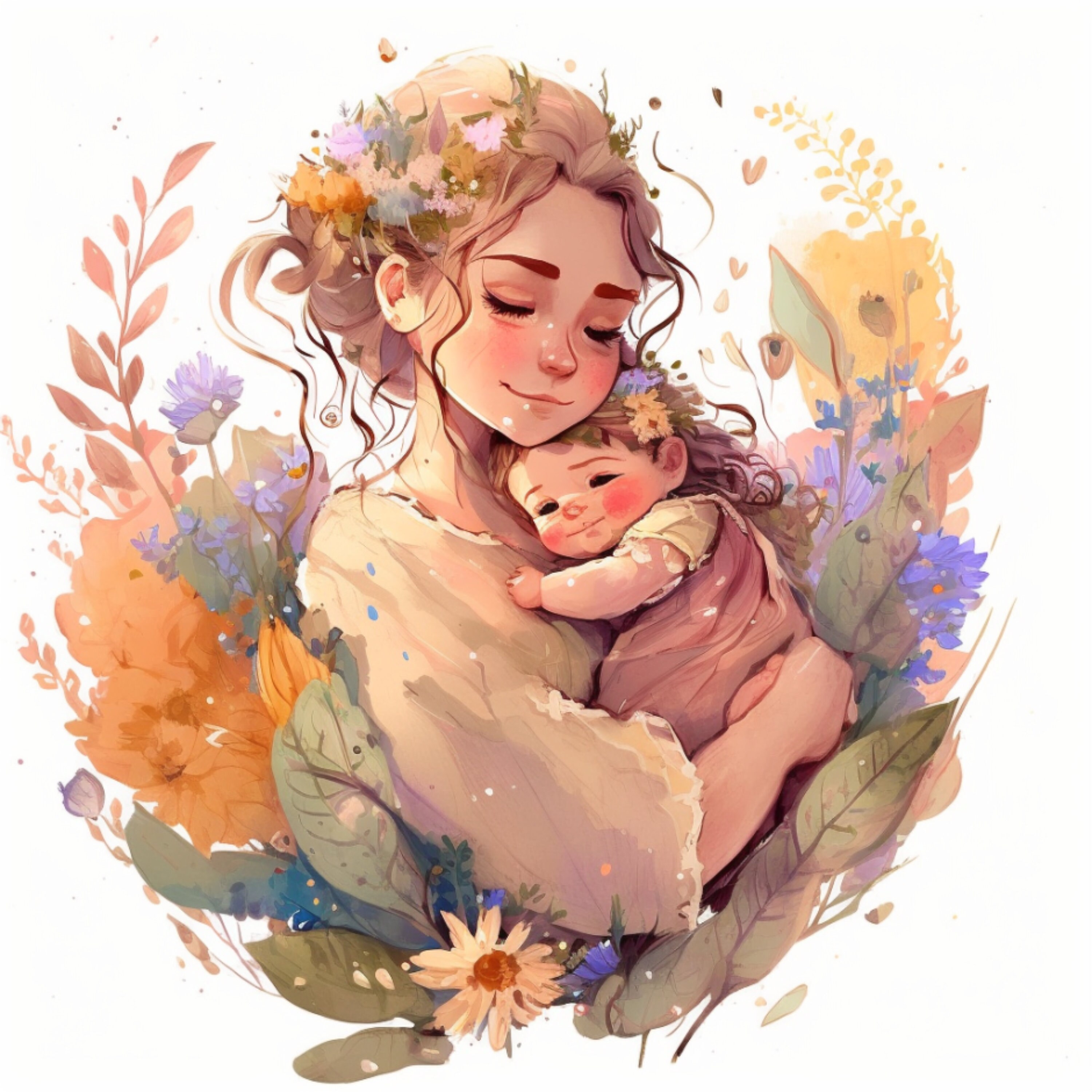 Clip Art Mother's Day Water Color Clip Art Cute Baby - Etsy