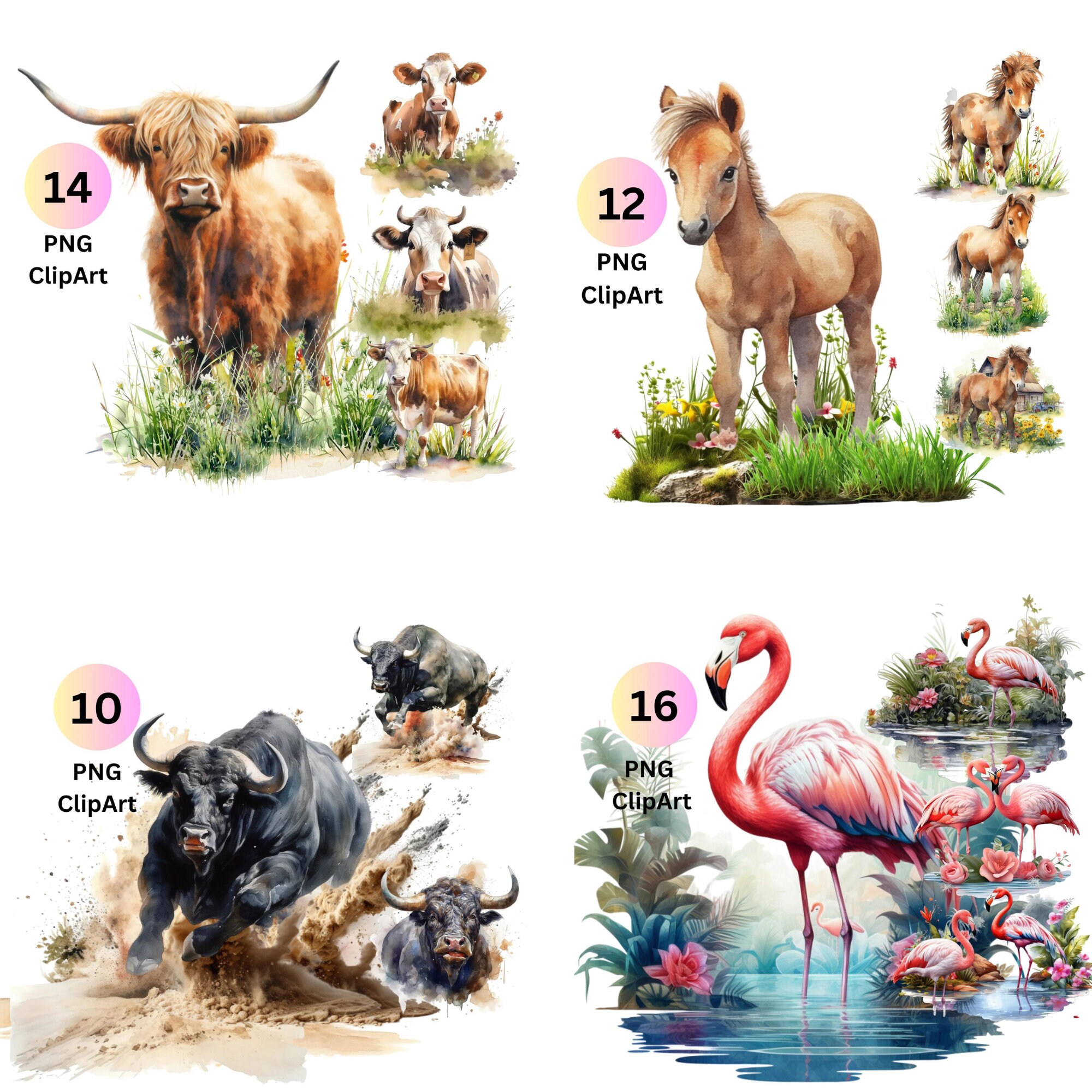 1 Bundle Clipart , Digital Paper, Animals, Princess, and More, Mega ...
