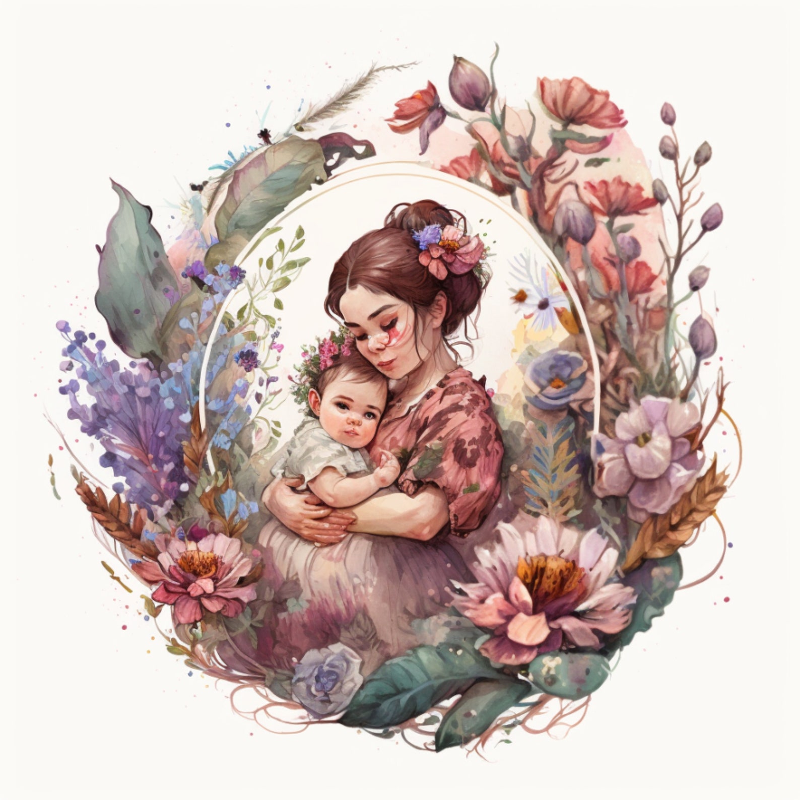 Clip Art Mother's Day Water Color Clip Art Cute Baby - Etsy