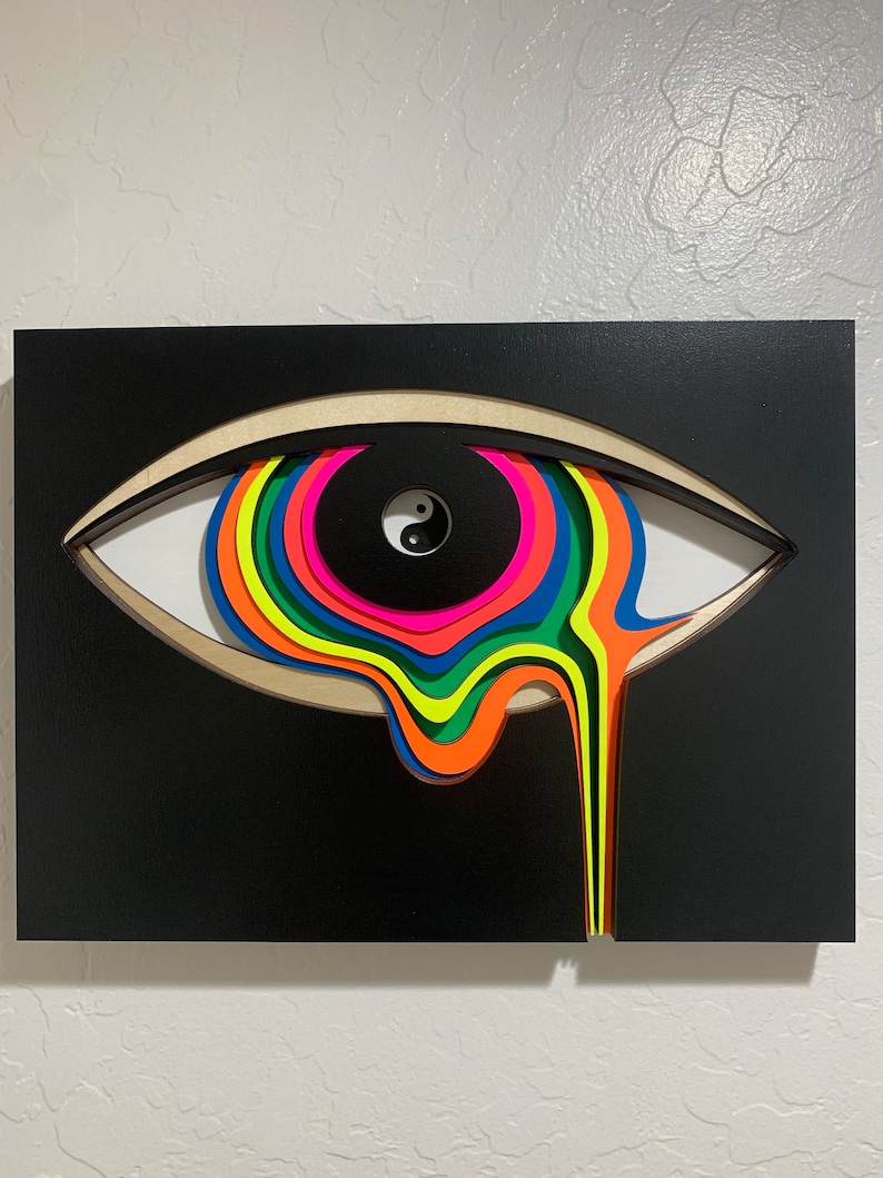 Drippy Eye Yin Yang UV Reactive Wall Art - Etsy