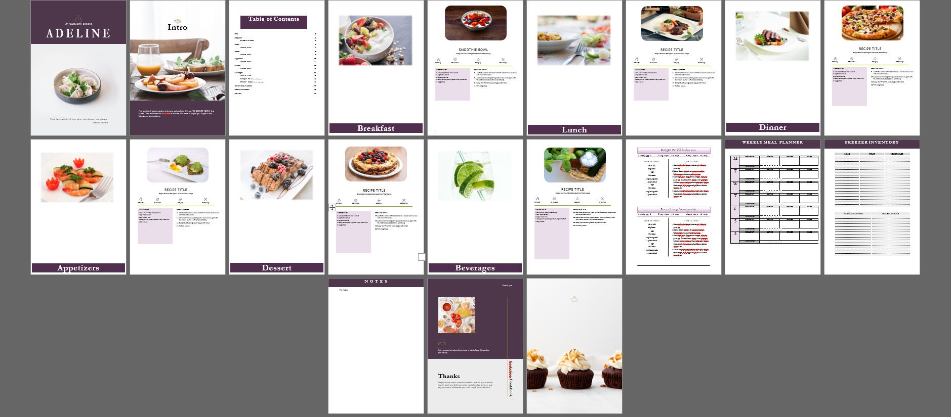 Printable Recipe Book Kit, Editable Recipe Template for Word, Digital ...