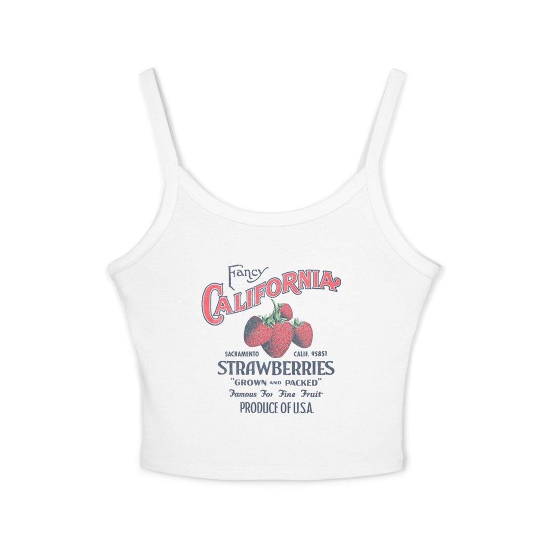 California Strawberries Spaghetti Strap Tank Top - Cute Summer Fashion ...