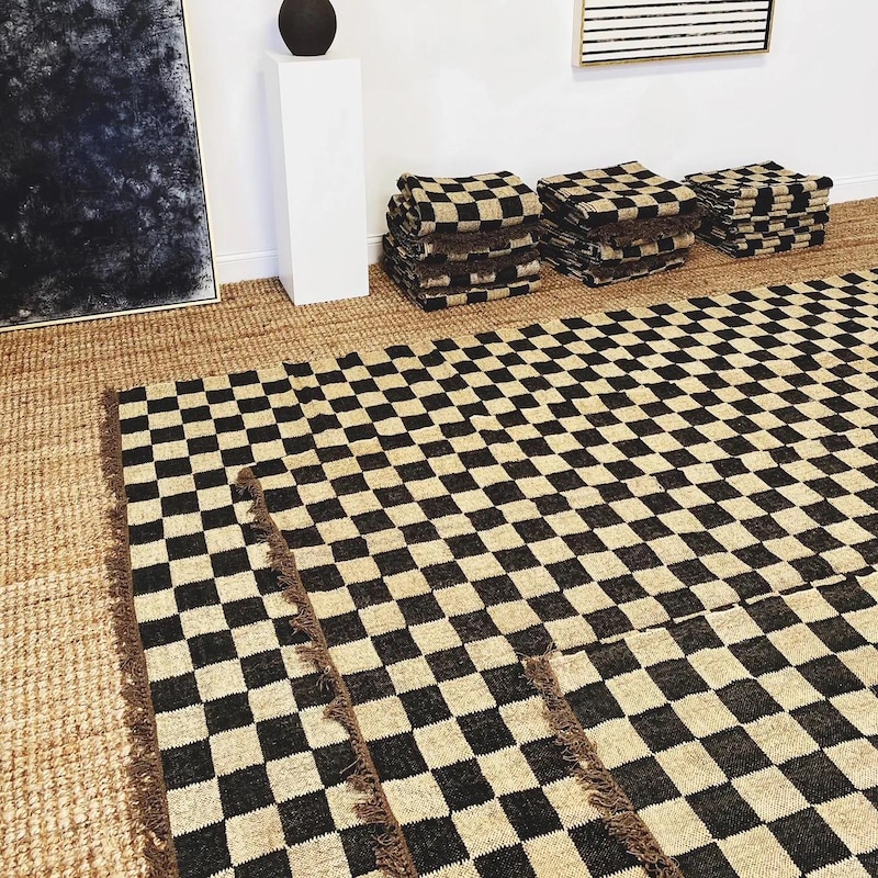 Checkered Rug - Etsy