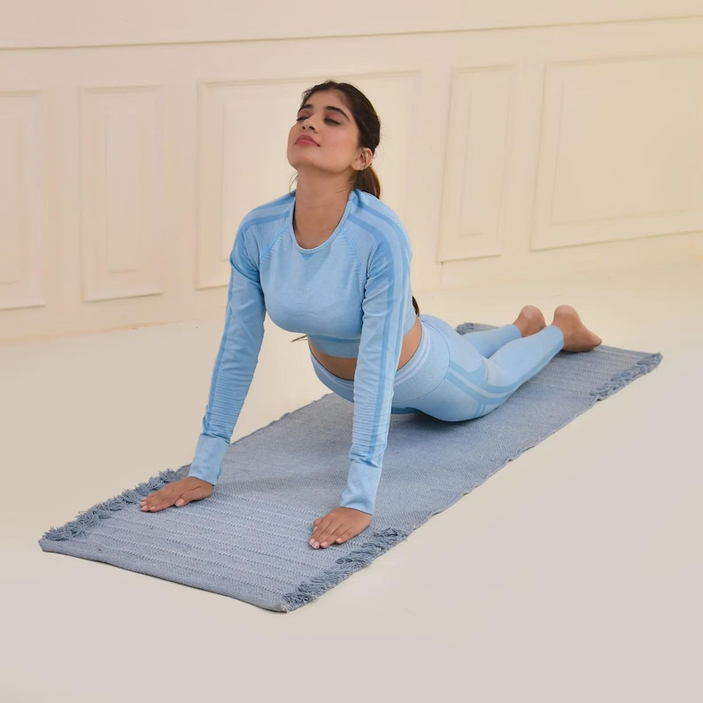 Eco-friendly Cotton Yoga Mat - Non-slip, Lightweight, Washable, 2x6 FT ...