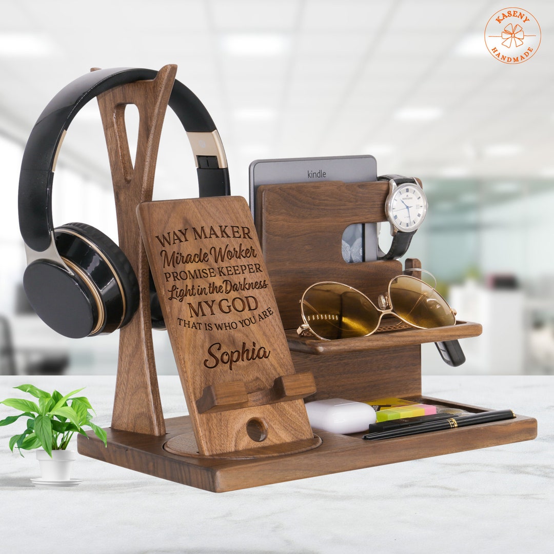Wooden Phone Holder for Waymaker, Engraved Promise Keeper Docking ...