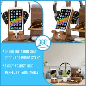 Gift for Men Desk Organizer With Rotatable Phone Stand, Headphone ...