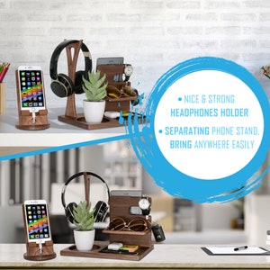 Gift for Men Desk Organizer With Rotatable Phone Stand, Headphone ...