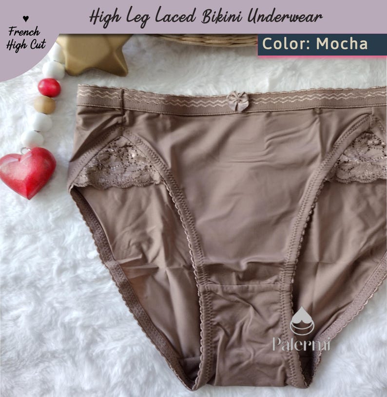 High Leg Laced Bikini Underwear, High Cut French Brief, Valentines Day ...