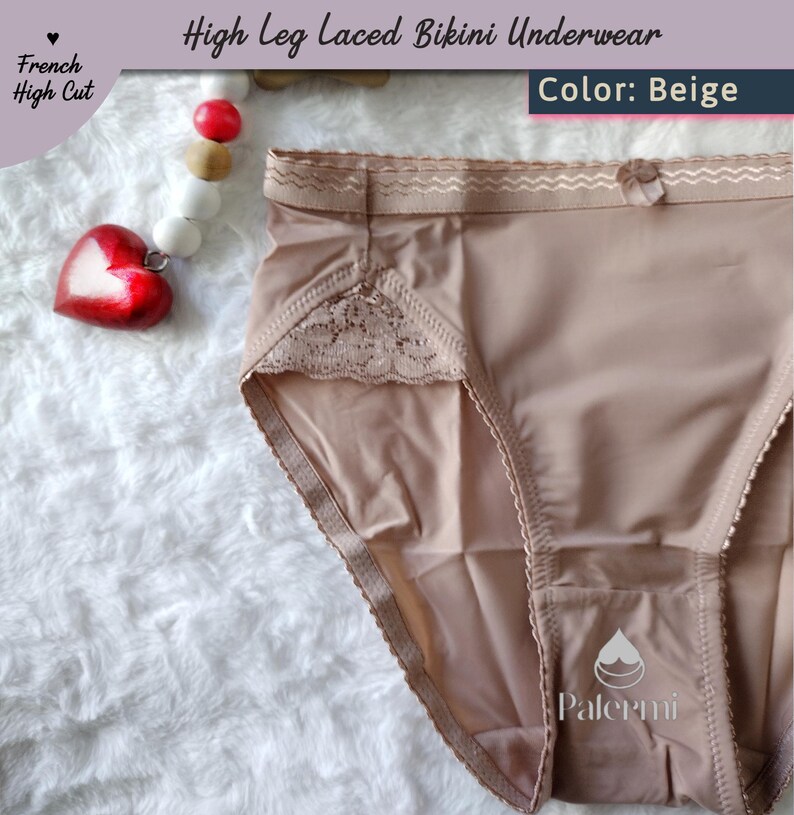 High Leg Laced Bikini Underwear, High Cut French Brief, Valentines Day ...