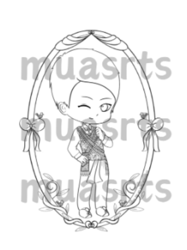 10 Hmong Chibis Printable Coloring Sheets (PDF) - Etsy