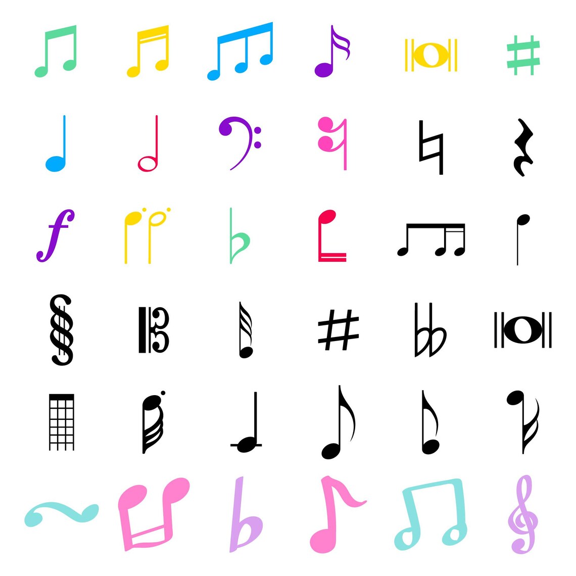 MUSIC NOTES Svg,musical Notes Svg,music Symbols Svg,guitar Note Svg ...