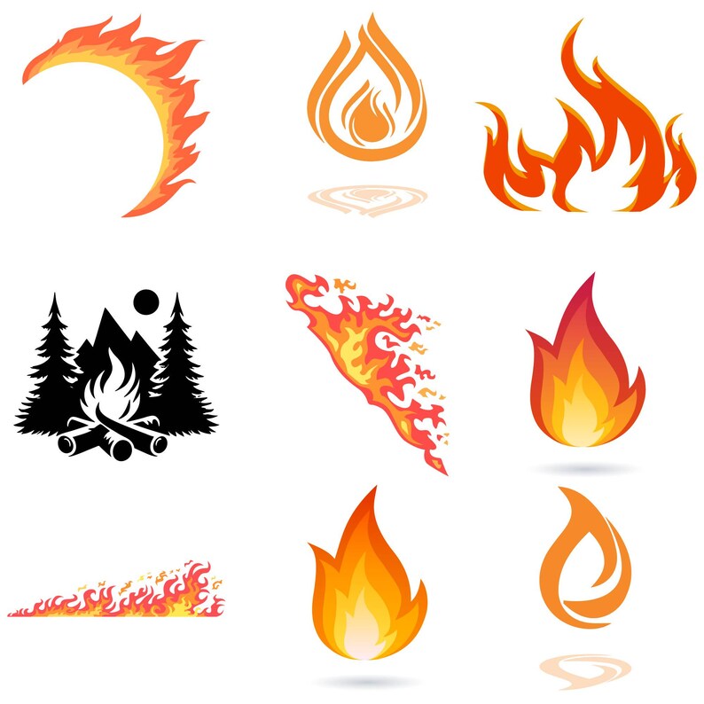 Fire SVG Bundle, Flame Svg, Fire Flames Svg, Fire Clipart, Fire Clipart ...