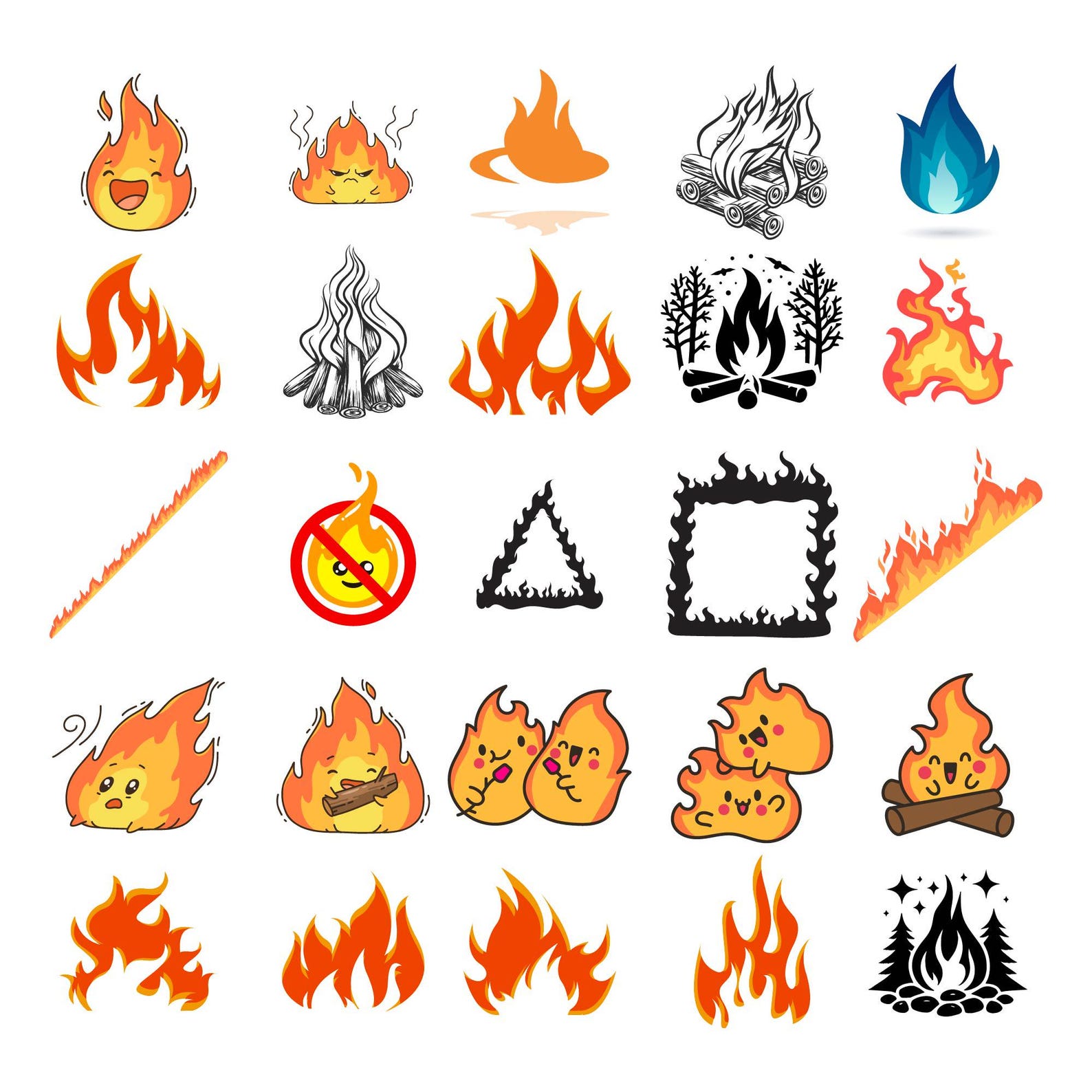 Fire SVG Bundle, Flame Svg, Fire Flames Svg, Fire Clipart, Fire Clipart ...