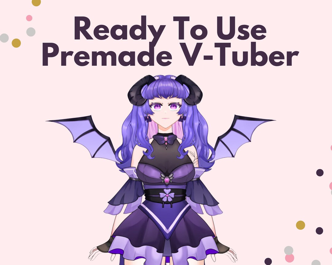 Ready to Use Premade Full Body Vtuber Purple Devil Girl Fully Designed ...