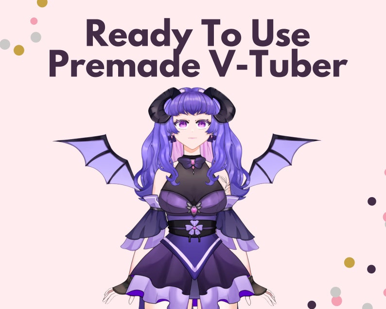 Ready to Use Premade Full Body Vtuber Purple Devil Girl Fully Designed Fully Rigged Digital ...