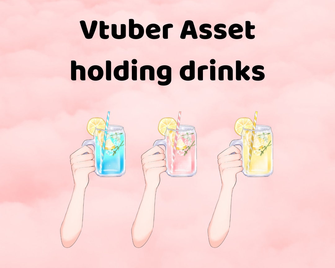 Vtuber Assets Holding Drinks (3 Color Variations) PNG Download - Etsy