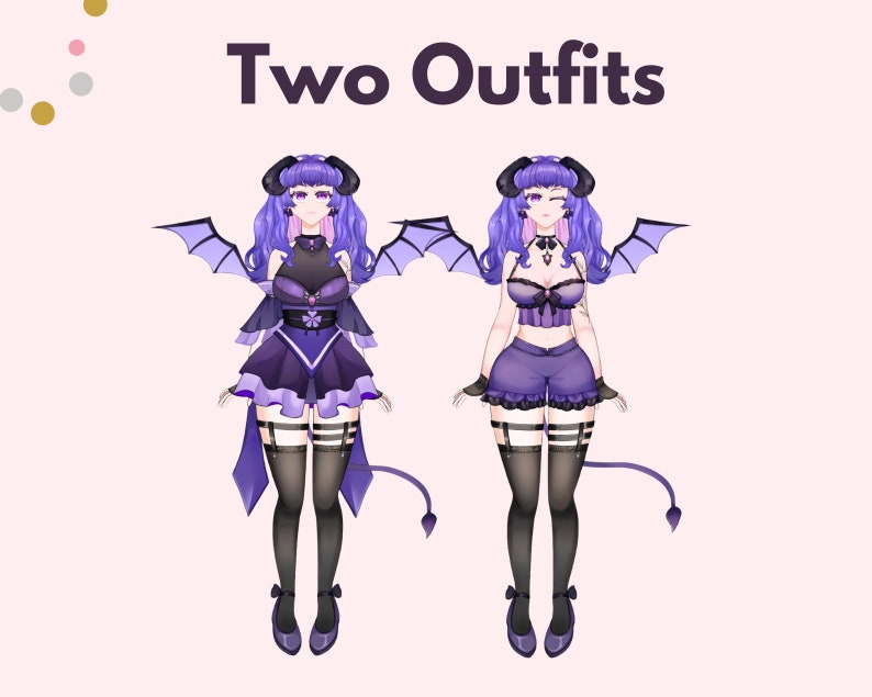 Ready to Use Premade Full Body Vtuber Purple Devil Girl Fully Designed Fully Rigged Digital ...