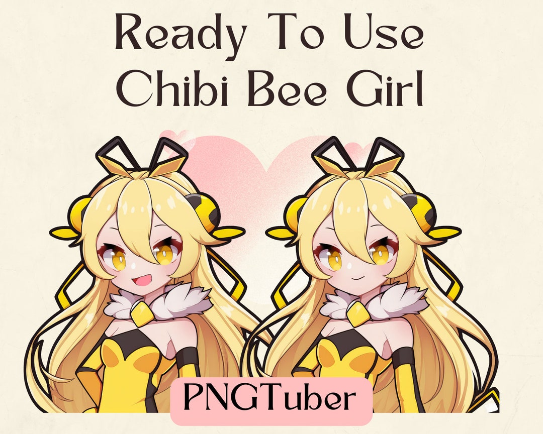 Ready to Use Pngtuber Cute Chibi Bee Girl (2 Expressions) PNG Files Premade - Etsy