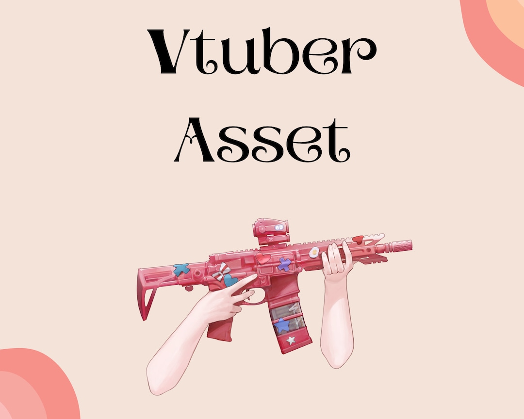 Vtuber Asset Holding Pink Gun PNG Download - Etsy