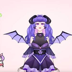 Ready to Use Premade Full Body Vtuber Purple Devil Girl Fully Designed ...