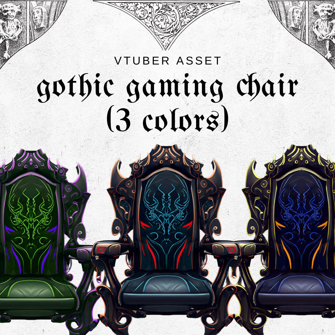 Vtuber Asset Gothic Gaming Chair (3 Colors) PNG Instant Download Files ...