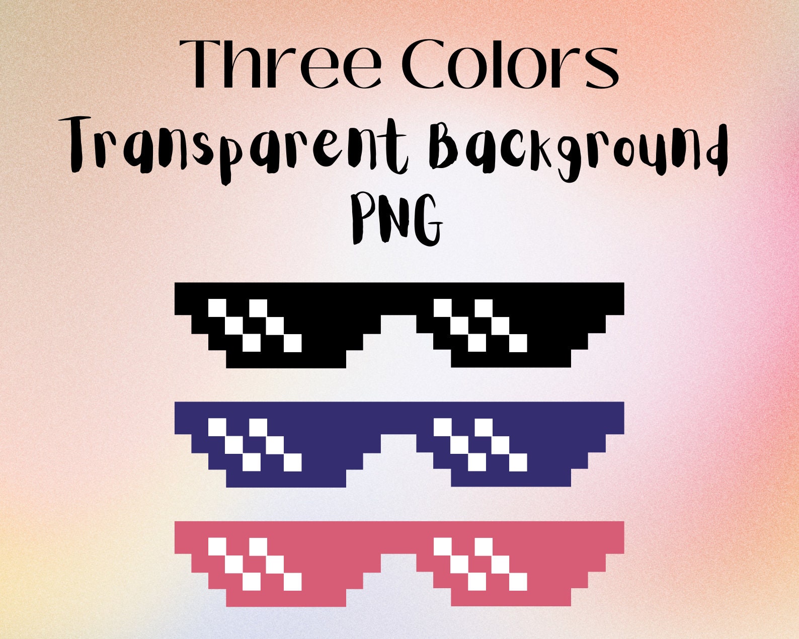 Vtuber Asset Pixel Shades / Pixelated Sunglasses / 3 Colors / - Etsy