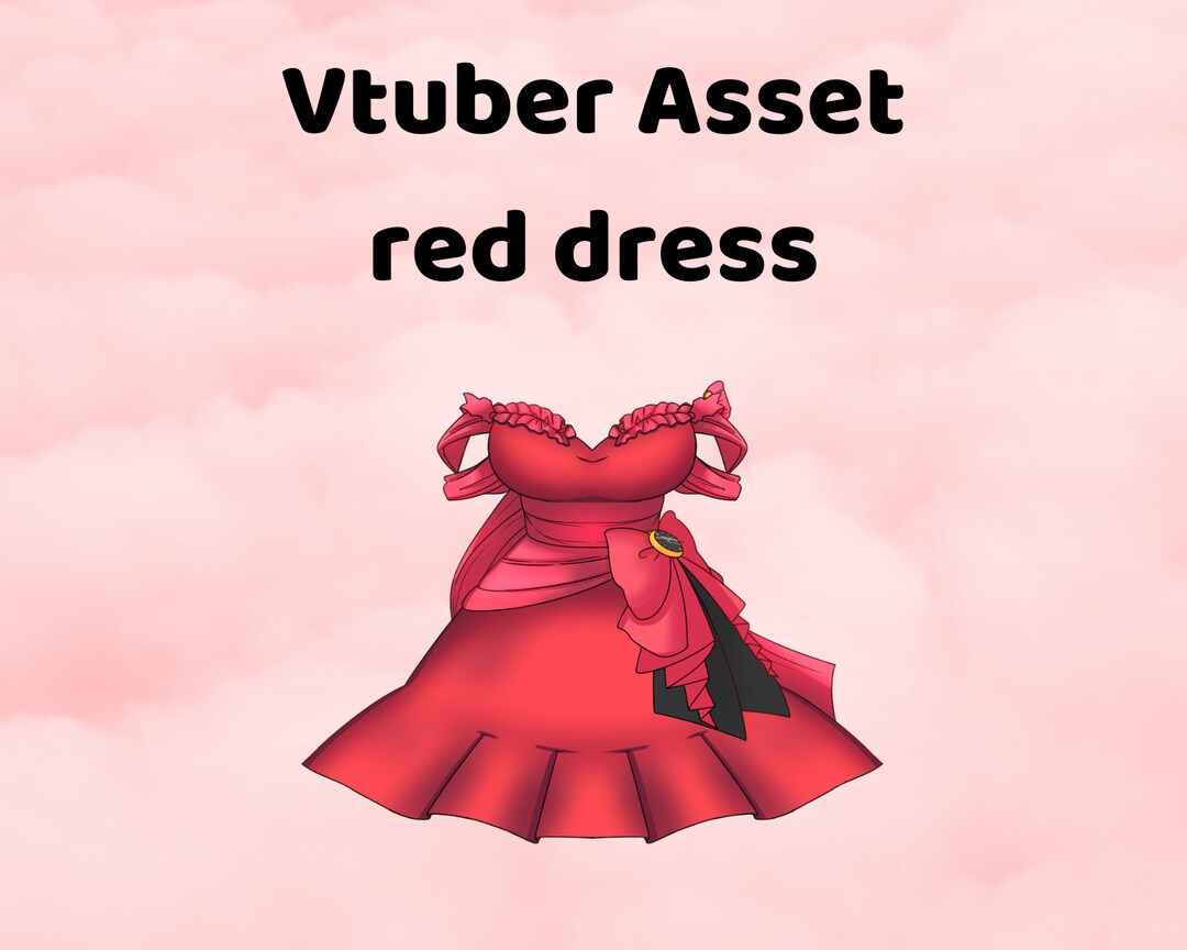 Vtuber Asset Red Dress PNG Download - Etsy