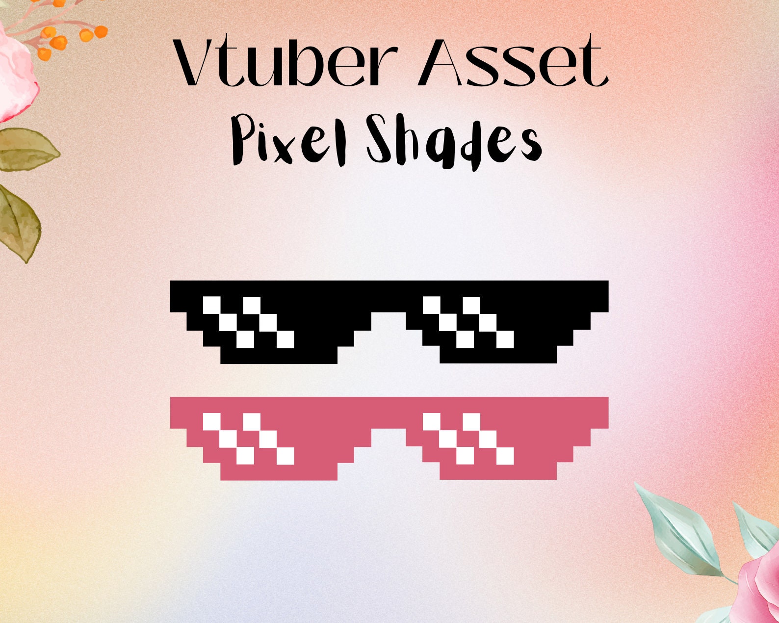 Vtuber Asset Pixel Shades / Pixelated Sunglasses / 3 Colors / PNG ...