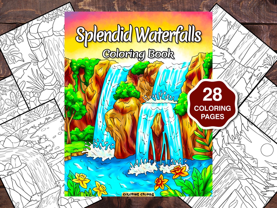 Splendid Waterfalls: Adult Coloring Book, Water, Relaxation, Stress ...