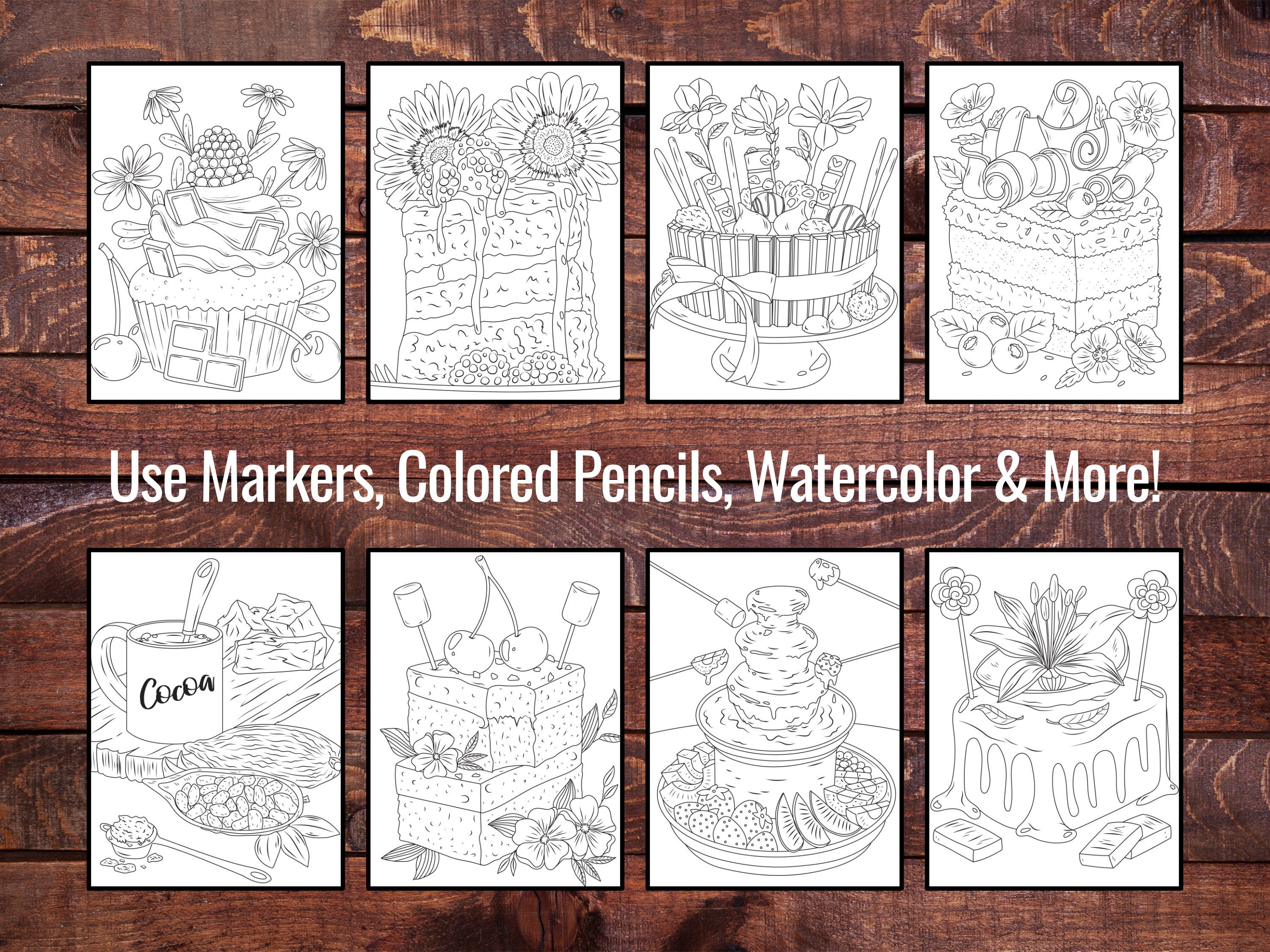 Sweets & Chocolate: Adult Coloring Book, Cake Ice Cream Food Snacks ...