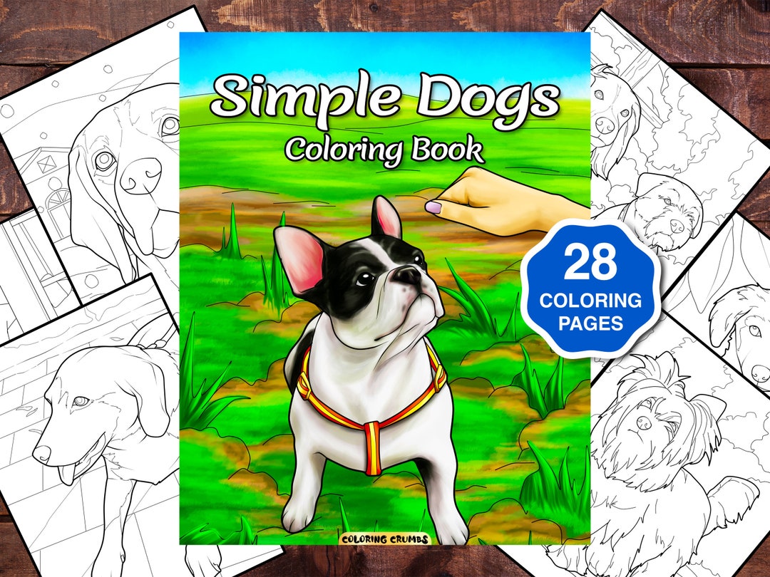 Simple Dogs: Adult Coloring Book, Nature Animals Coloring Pages, Gift ...