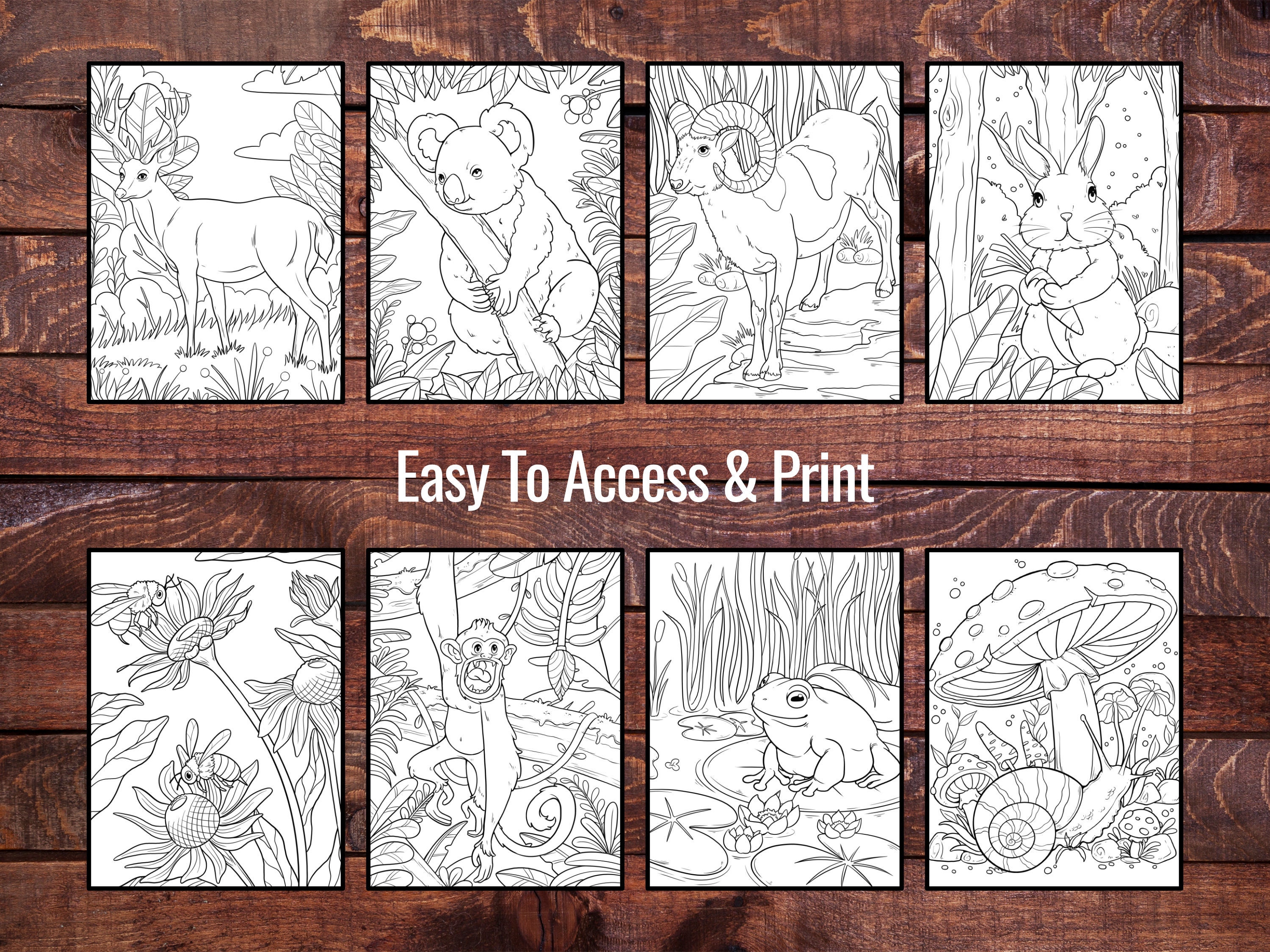 Wild Animals: Adult Coloring Book Nature Animals Coloring - Etsy