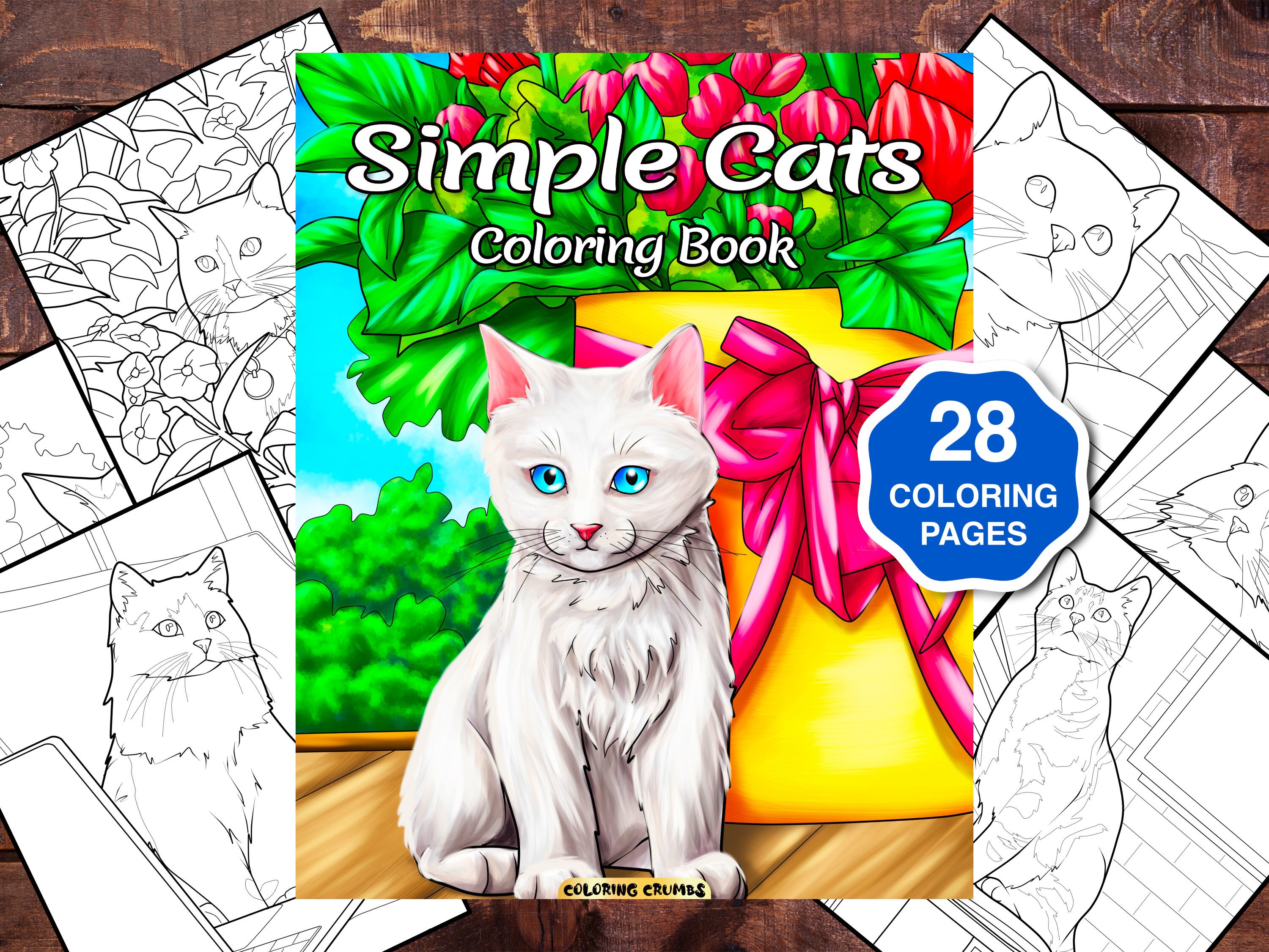 Simple Cats: Adult Coloring Book, Nature Animals Coloring Pages, Gift ...