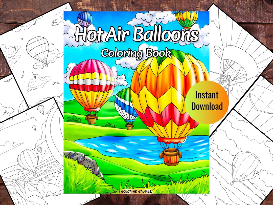 Hot Air Balloons: Adult Coloring Book Adventure Coloring - Etsy
