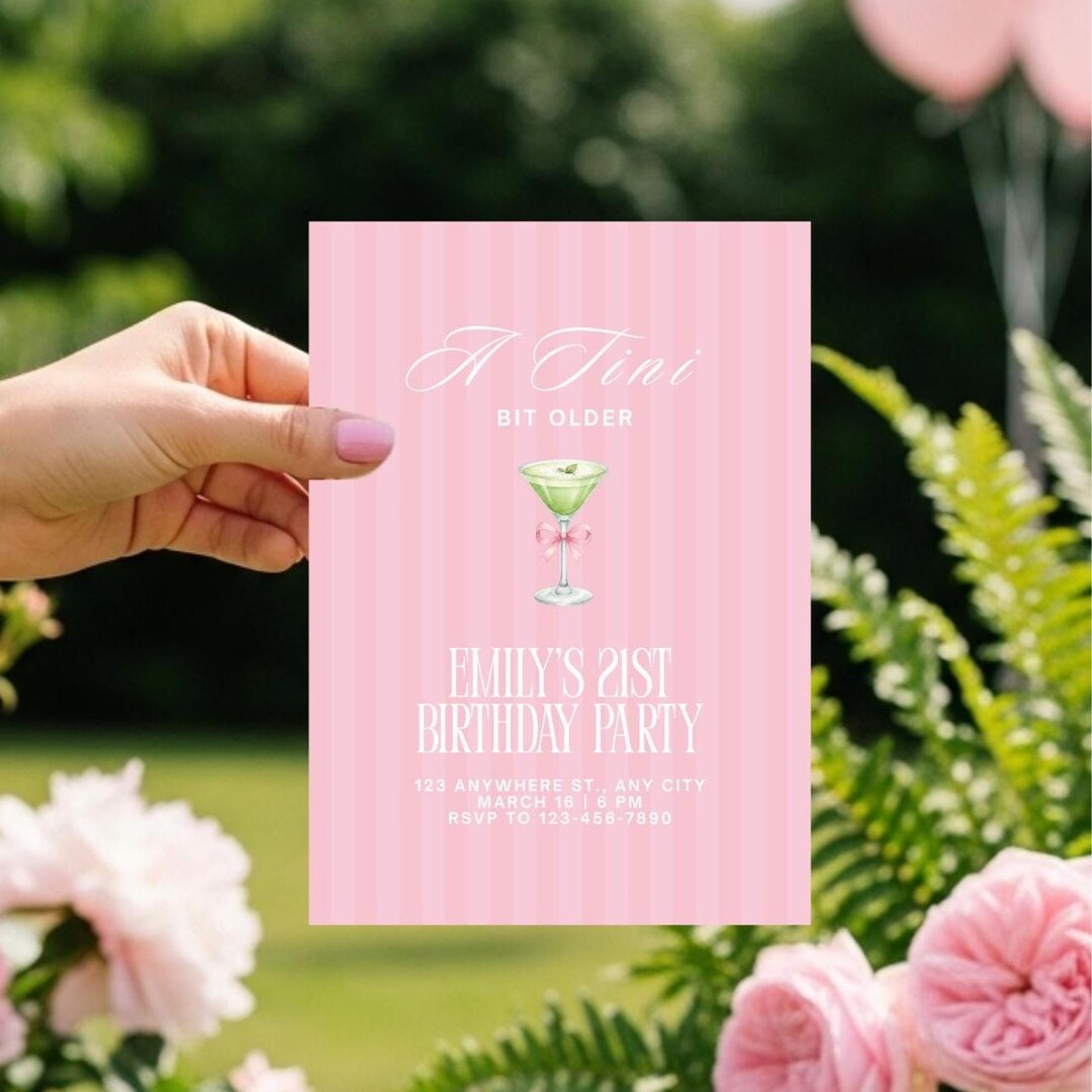 Matcha Martini Birthday Invitation | Pink Coquette Invite With Bow | A ...