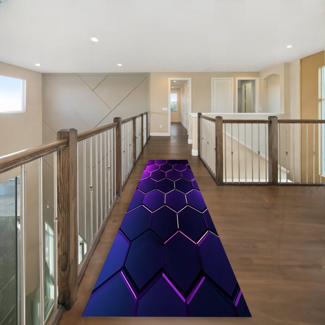 Purple Runner Rug, Shapes Rug,runner Rug,neon Runner Desgin Rug, Art ...