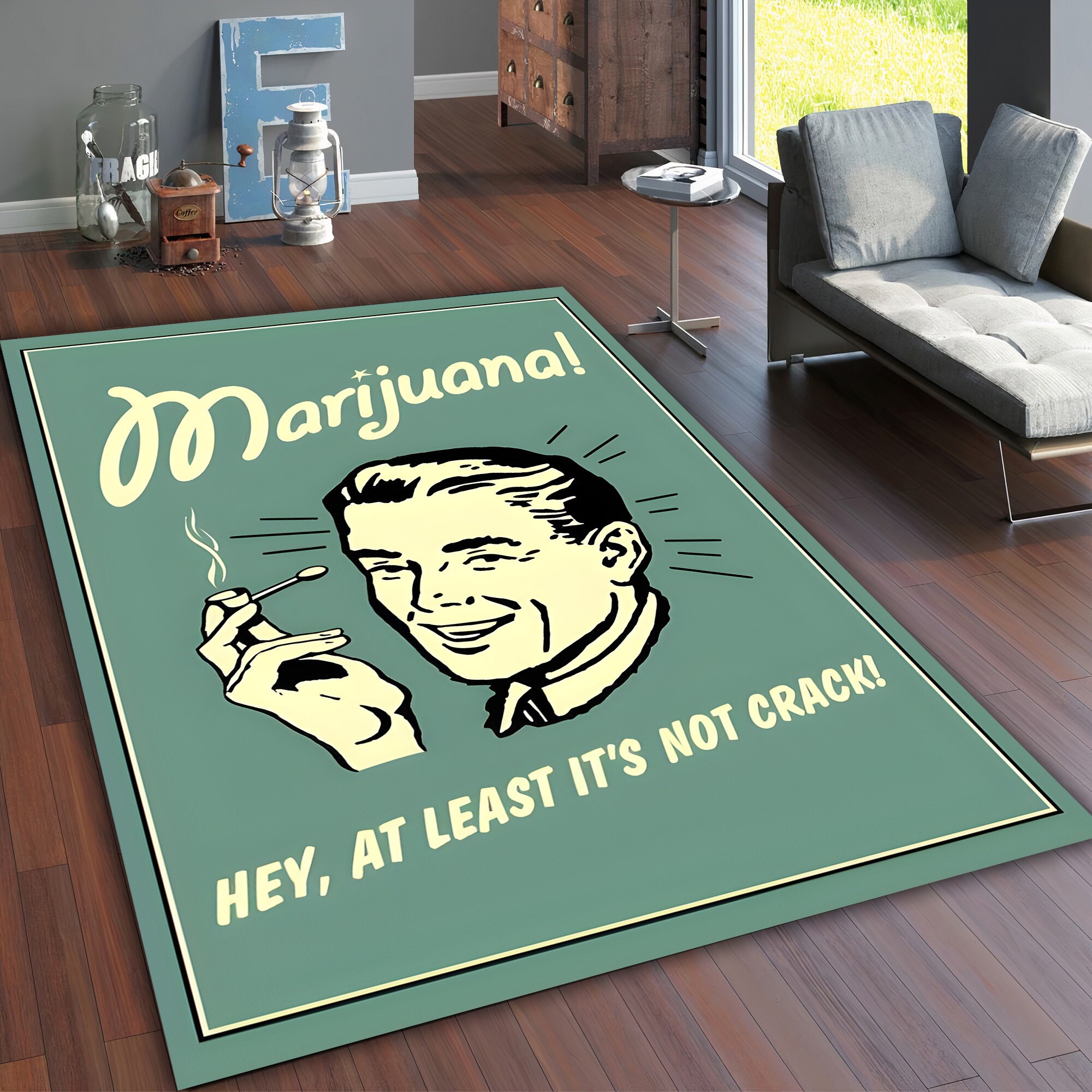 Marijuana Design Rug,weed Head Rug,green Rug, Flowers Rug, Gift for ...