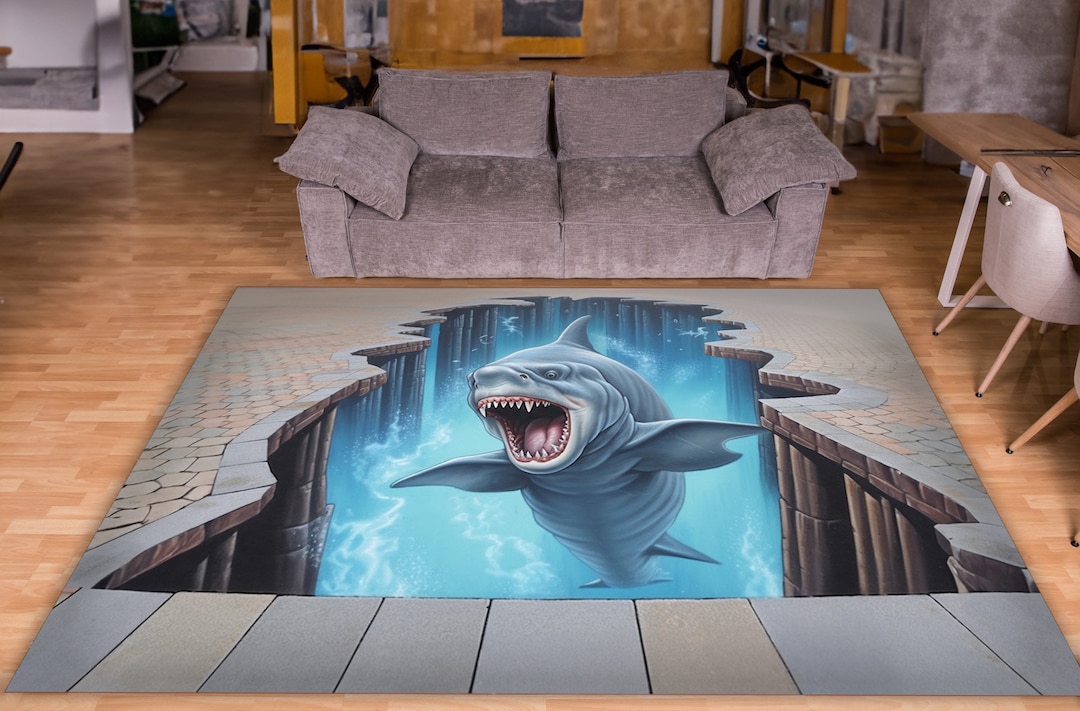 3D Rug, 3D Shark Design, Deep Hole Rug, 3D Huge Crack, Illusion Rug ...