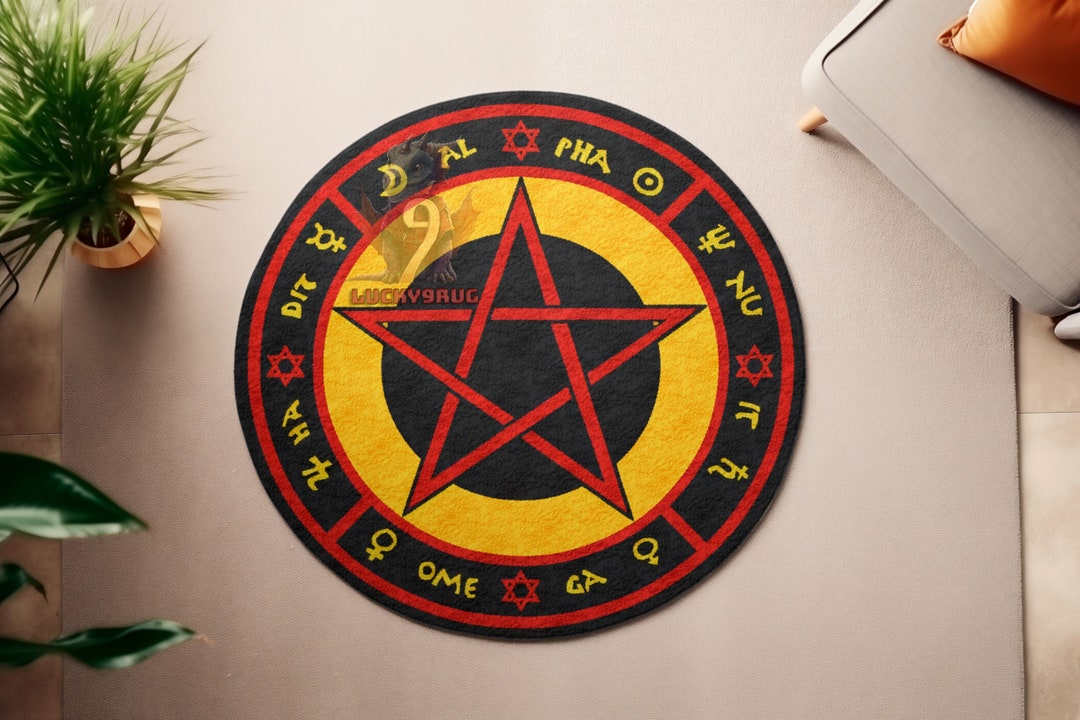 The Love Witch Patterned Rug, Astrology Rug, Movie Decor, Red Pentagram ...
