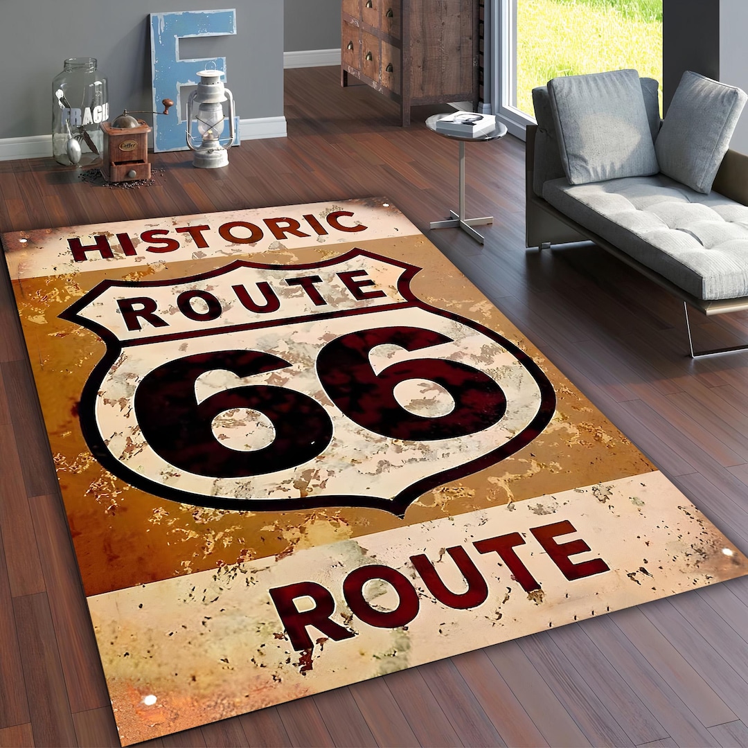 Route 66 Rug, Retro Route 66 Rug, America's Main Street Historic Route ...