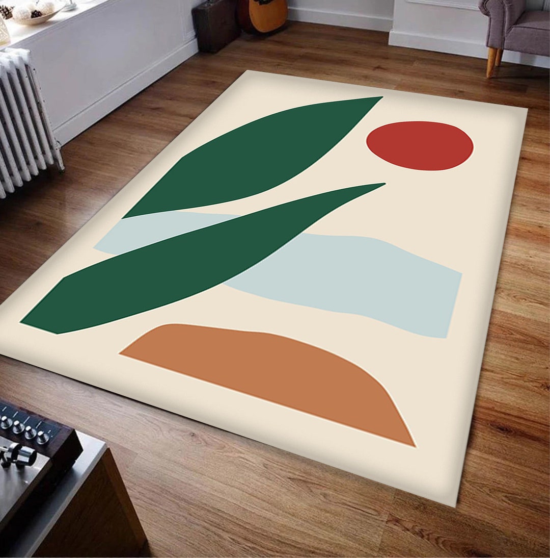Mid Century, Modern Art Rug,living Room Rug,neutral Abstract Geometric ...